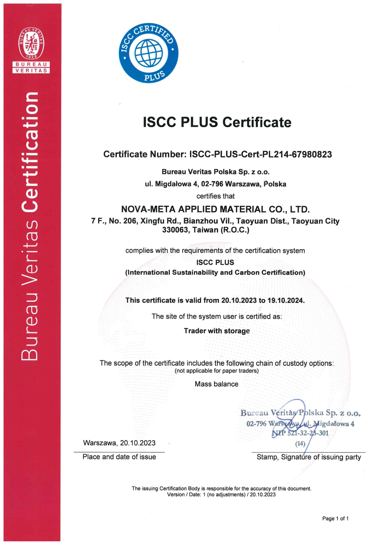Nova Meta Applied Material Achieves Iscc Plus Certificate Marking A